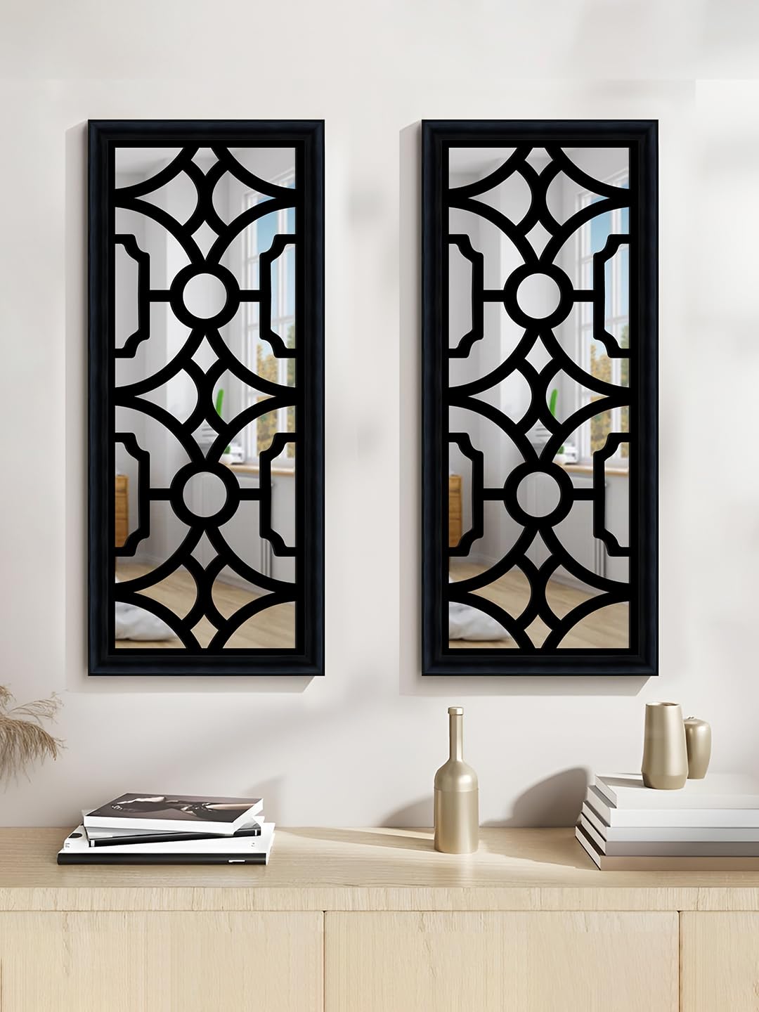 Art Street MDF Decorative Mirrors Design Jali Mirror Set of 2, Jharokh ...