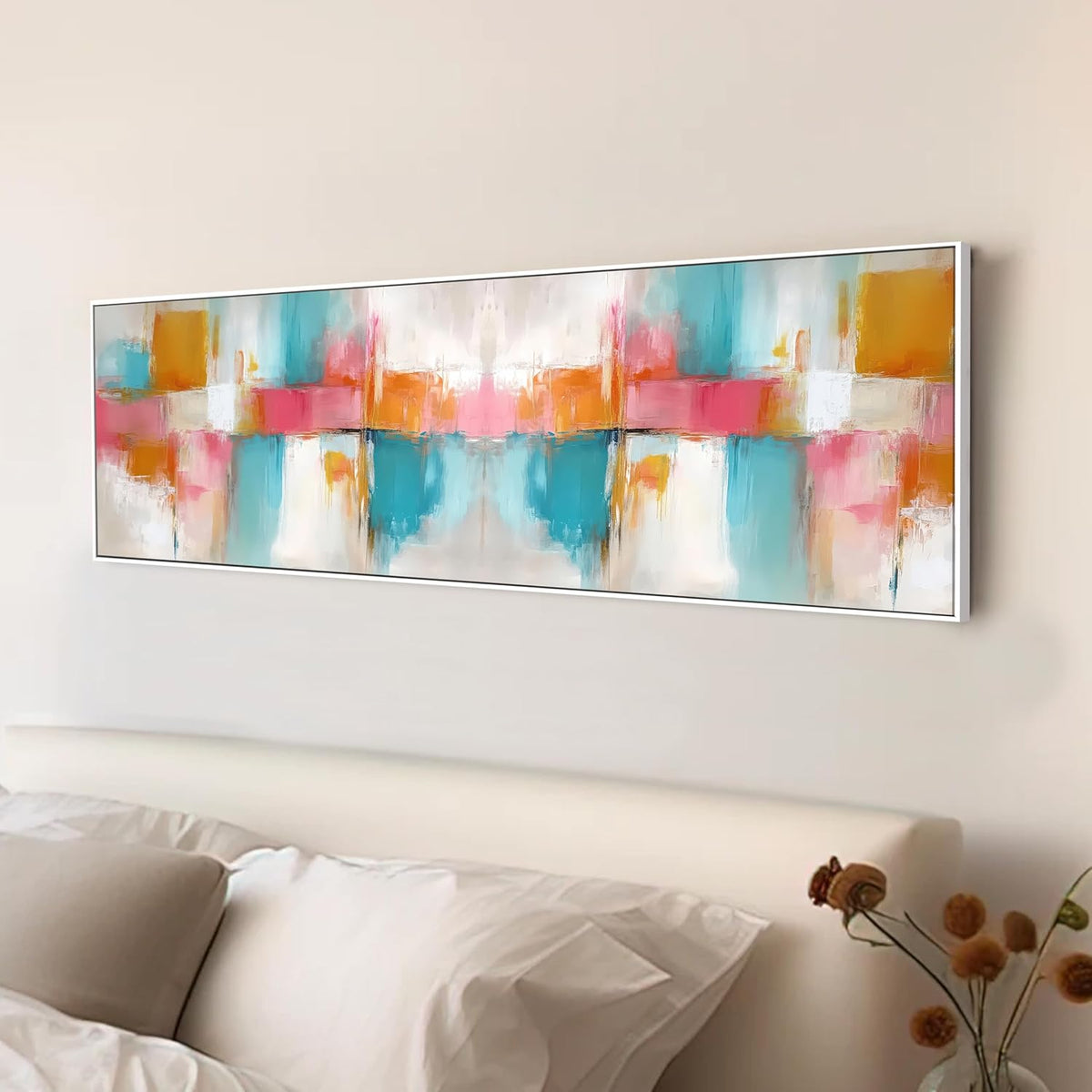 Multicolor Combination Wall Art Abstract Brush Stroke Paintings (13x47 ...
