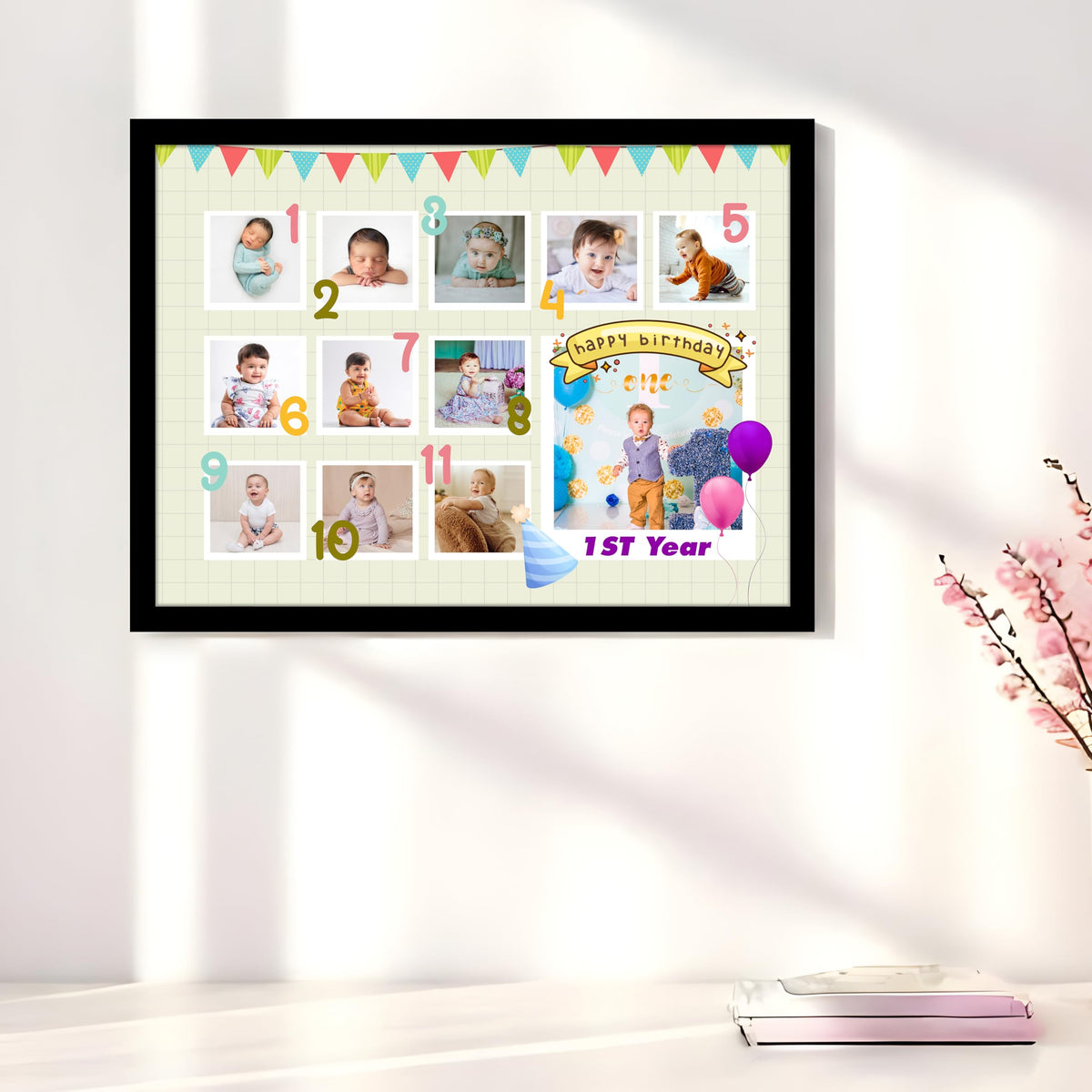 Personalized Happy Birthday Wall Photo Frame for Kids with 12 Photo Up ...