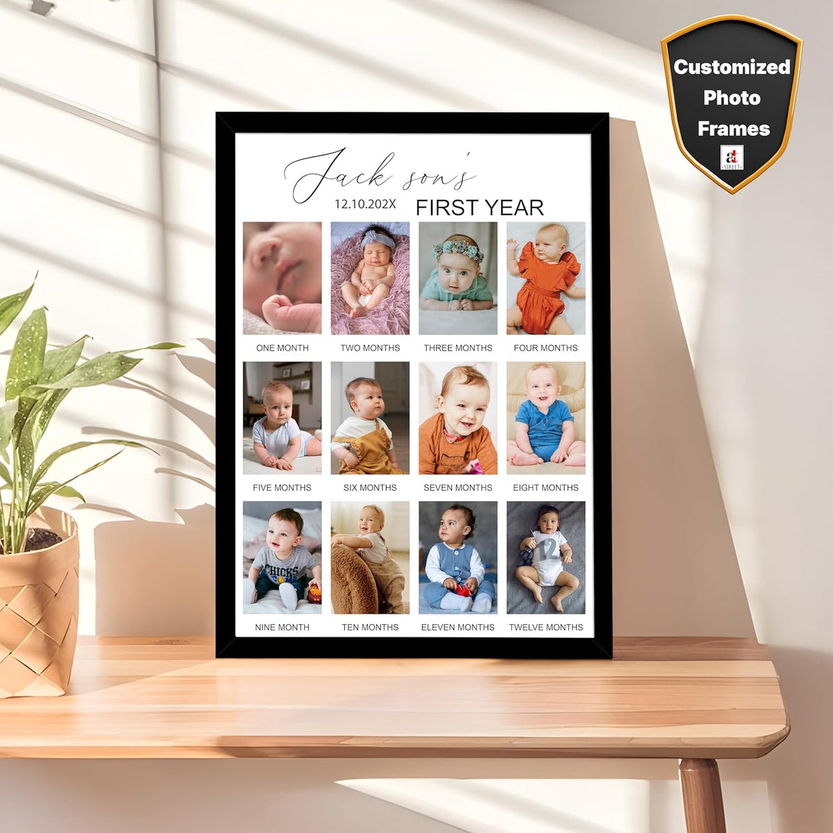 SNAP ART Personalised & Customized Baby First Year Collage Photo Frame ...