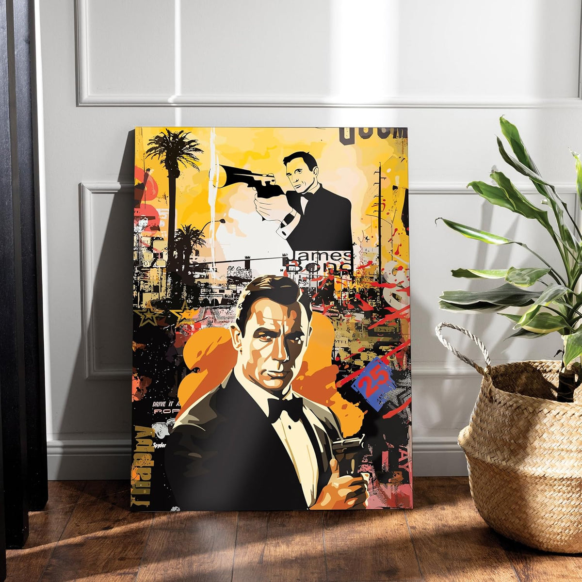 Stretched Modern Canvas Wall Art Painting, David Statue Yolo Pop Graff ...