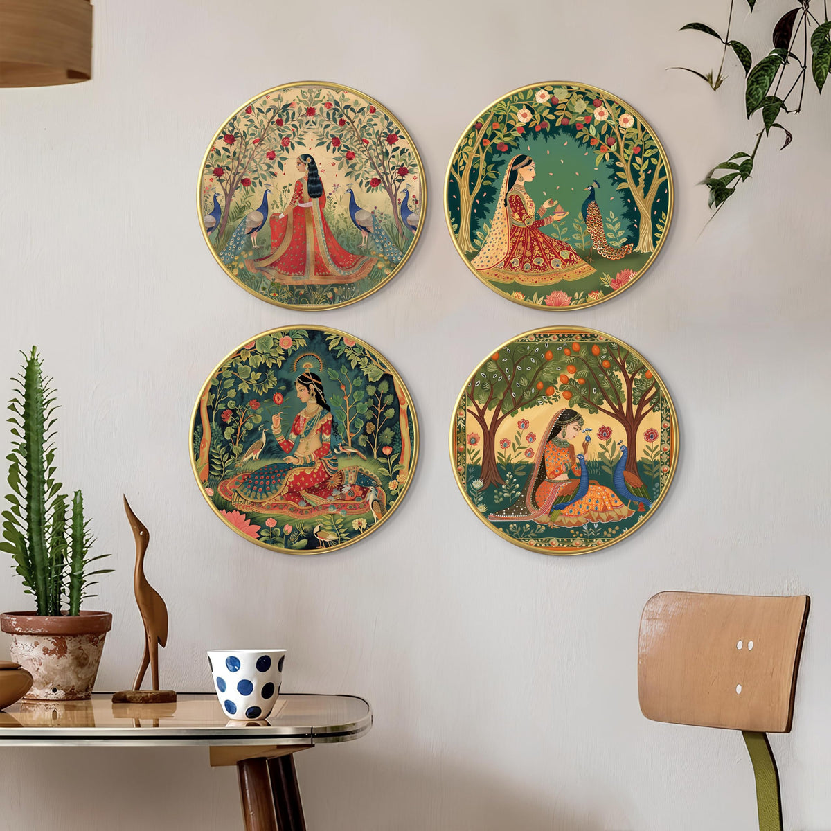 Madhubani Pichwai Round Wall Art Painting for Living Room Decoration ...