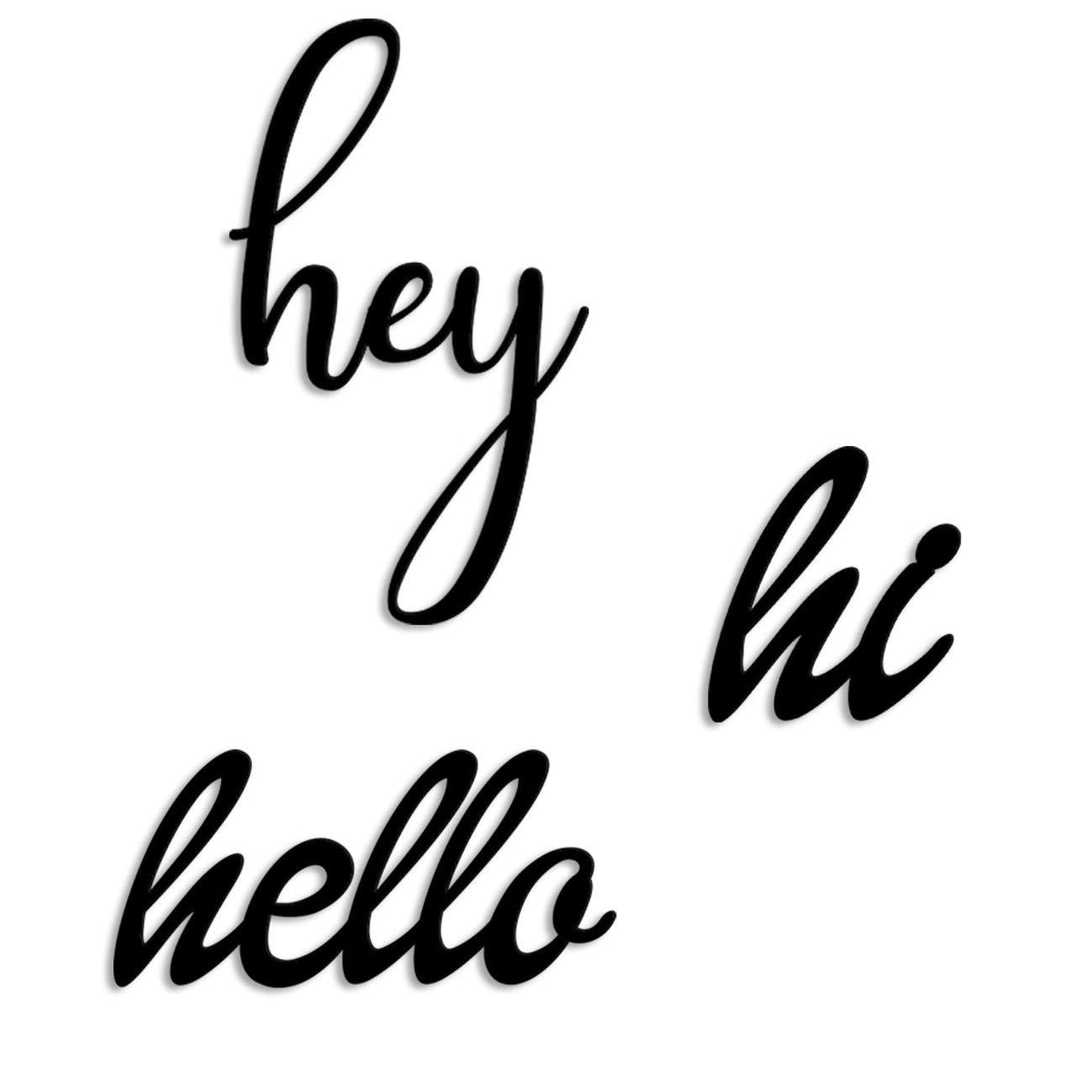 Art Street Hey Hi Hello MDF Plaque Painted Cutout Ready to Hang Home D ...