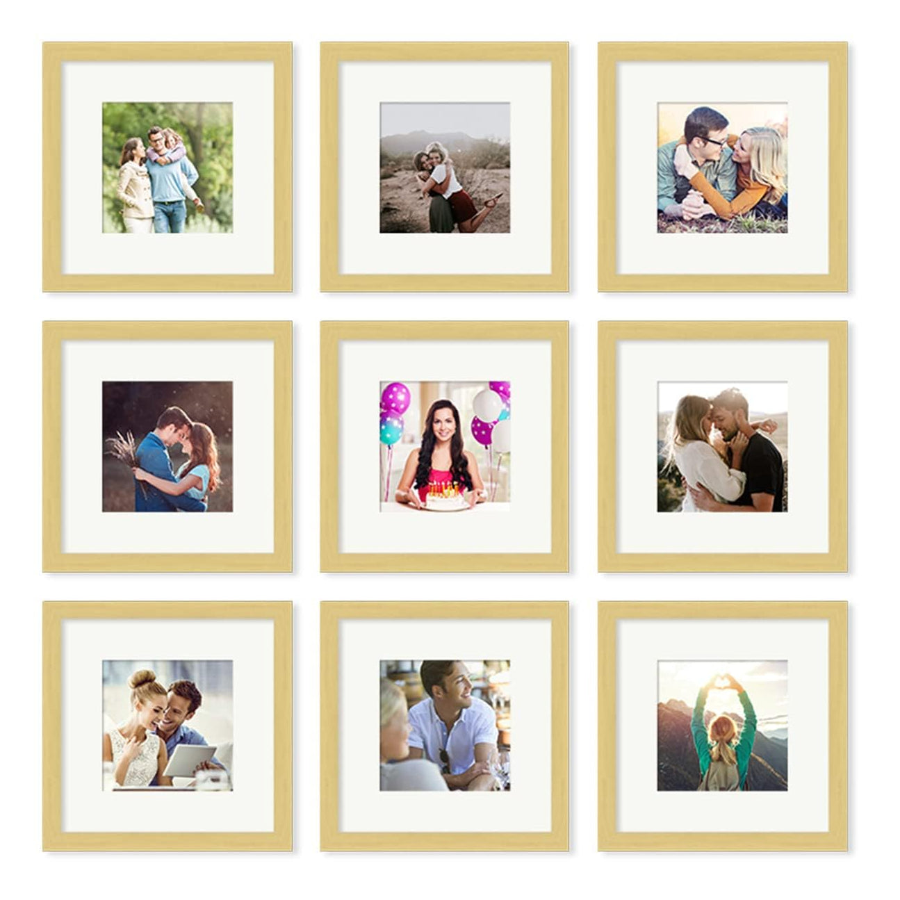 Art Street Personalized Square Photo Frames Set of 9 White Wall Photo ...