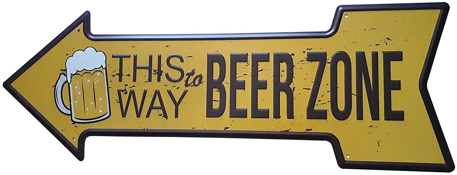 This Way Beer Zone Arrow Tin Signs Bar Posters Rustic Wall Plaque — ART ...