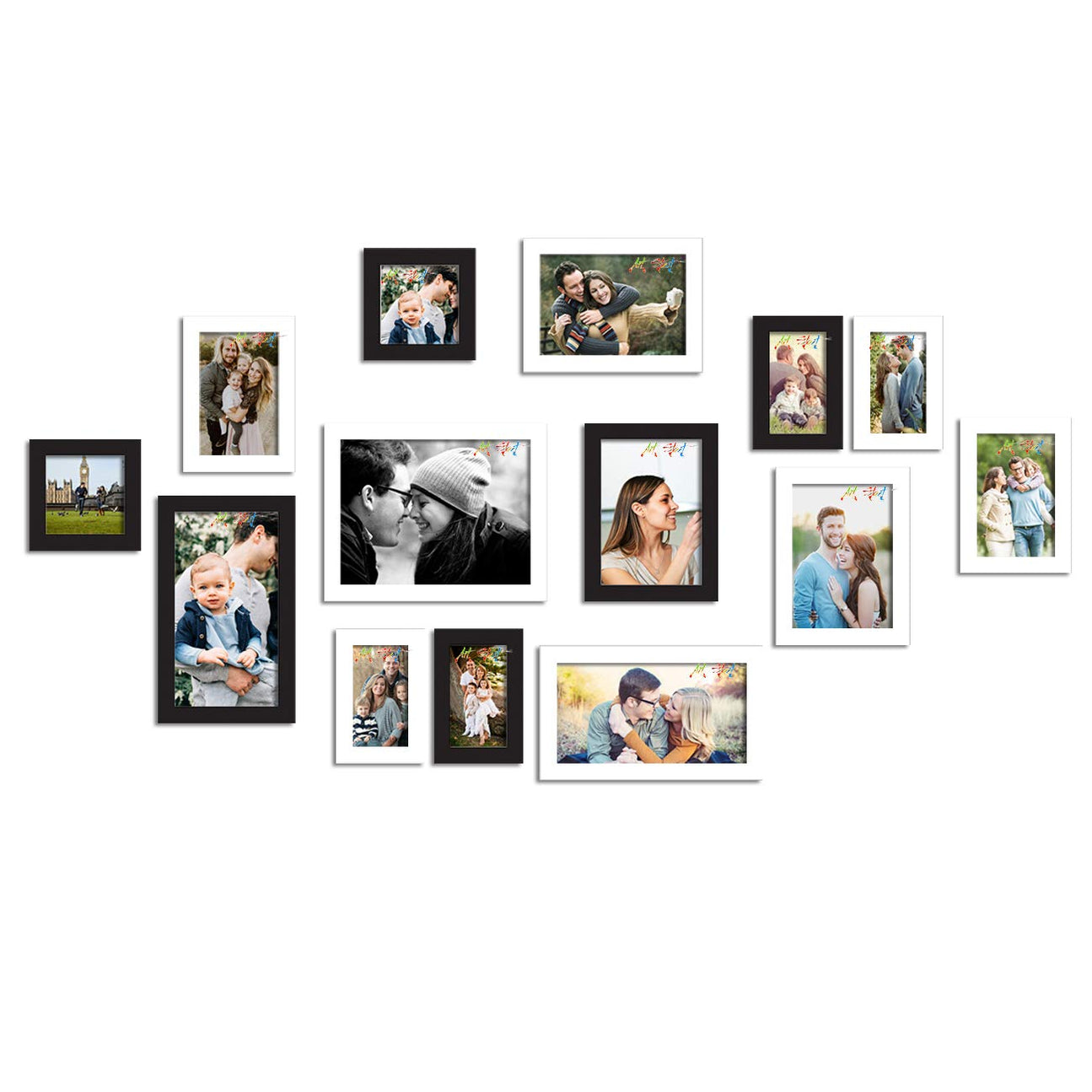 14 Black Wall Photo Frames Collage Picture Frames Wall Gallery Kit ( S ...