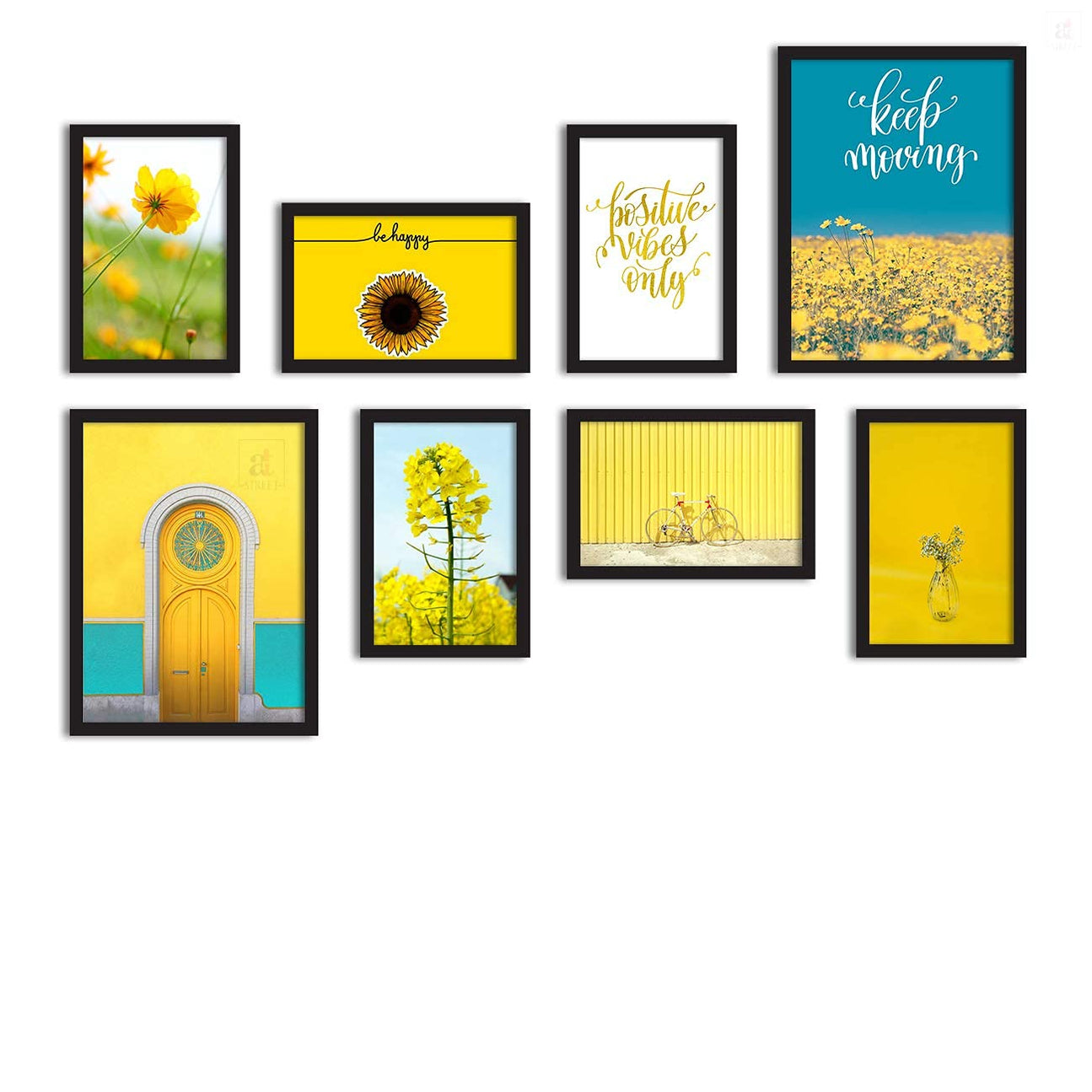 Art Street Sunshine Senorita -Yellow Background Framed Posters, Set of ...