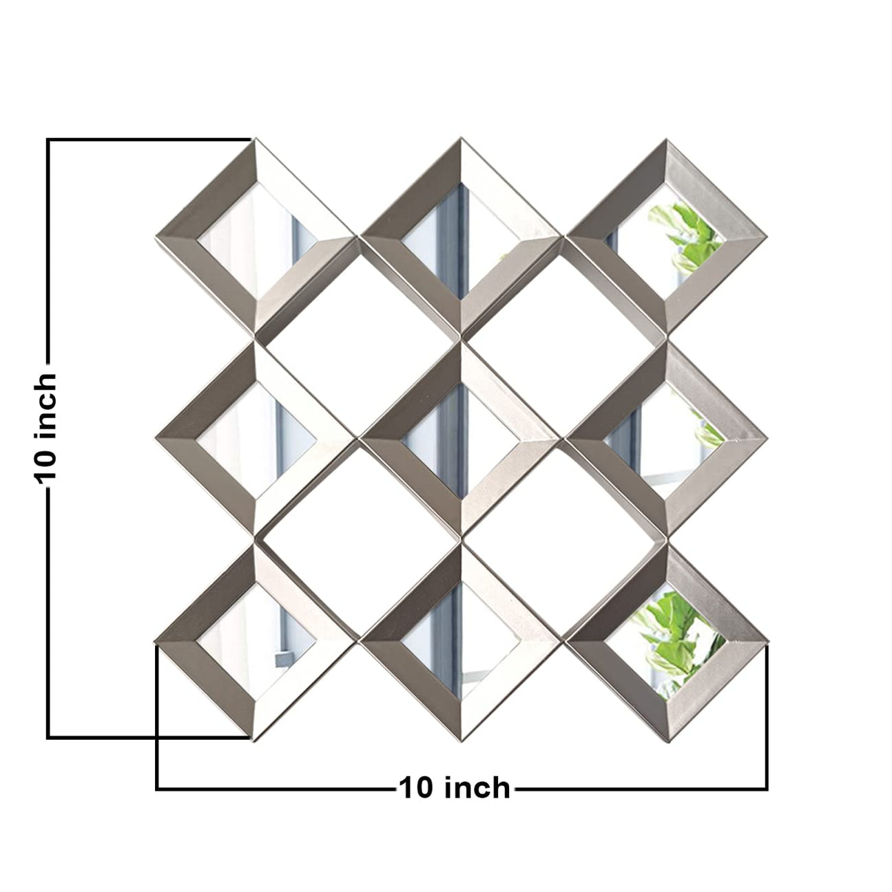 Shining Star Decorative Wall Mirror Square Block Design Silver Color f ...