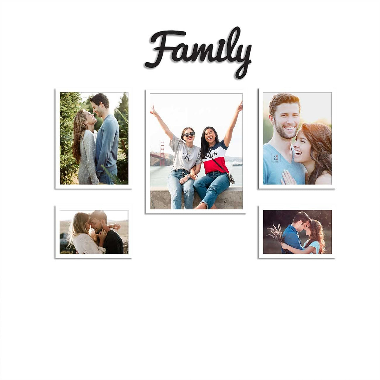 Family Photo Frame Set of 5 Picture Frames With Family MDF Plaque Eco ...