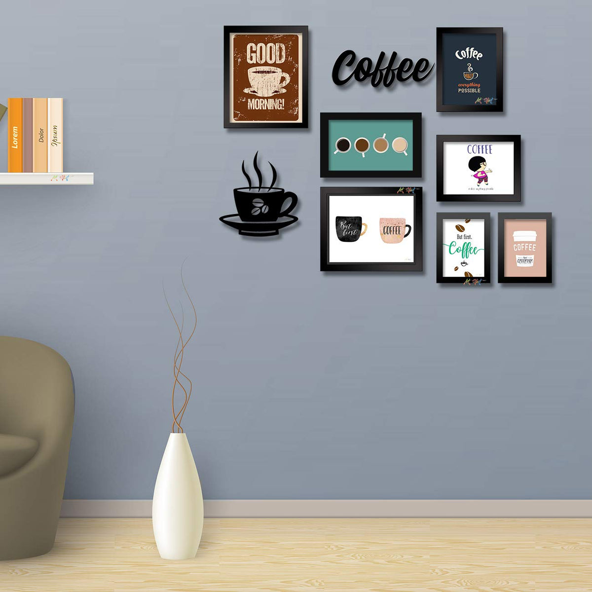 Art Street I LOVE Coffee Framed Poster Set for Coffee Decor Wall Art P ...