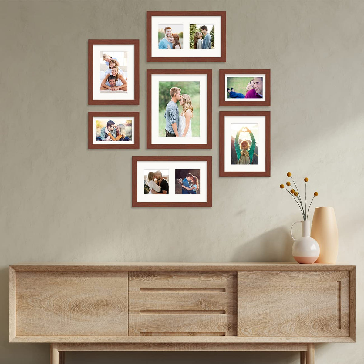 Art Street Photo Frames for Home Wall Décor Set of 7 Beige Color Photo ...