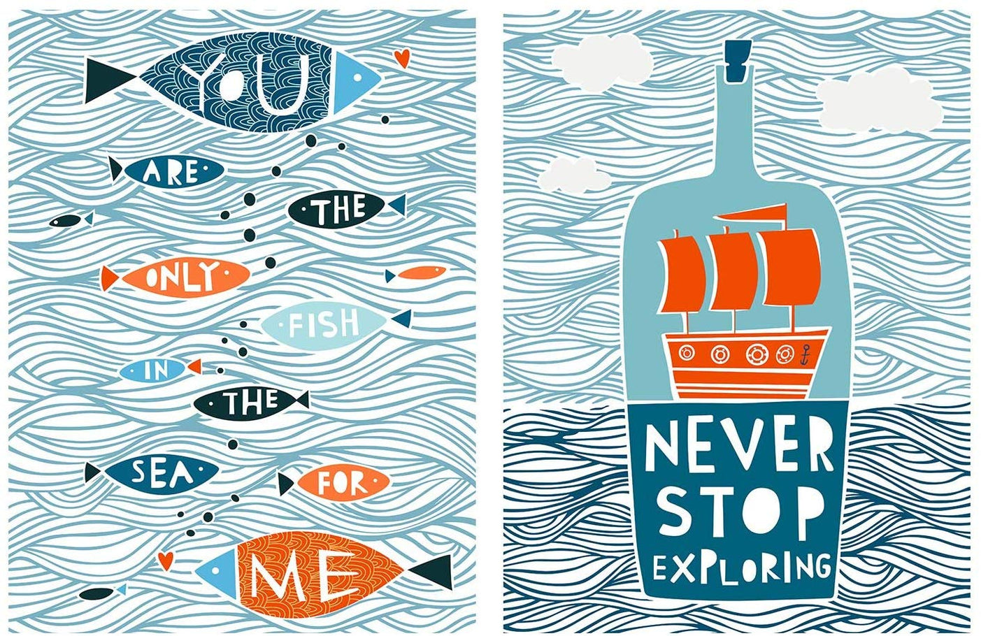 Aqua Theme Motivational Quote Set of 2 Poster # Never Stop Exploring ...