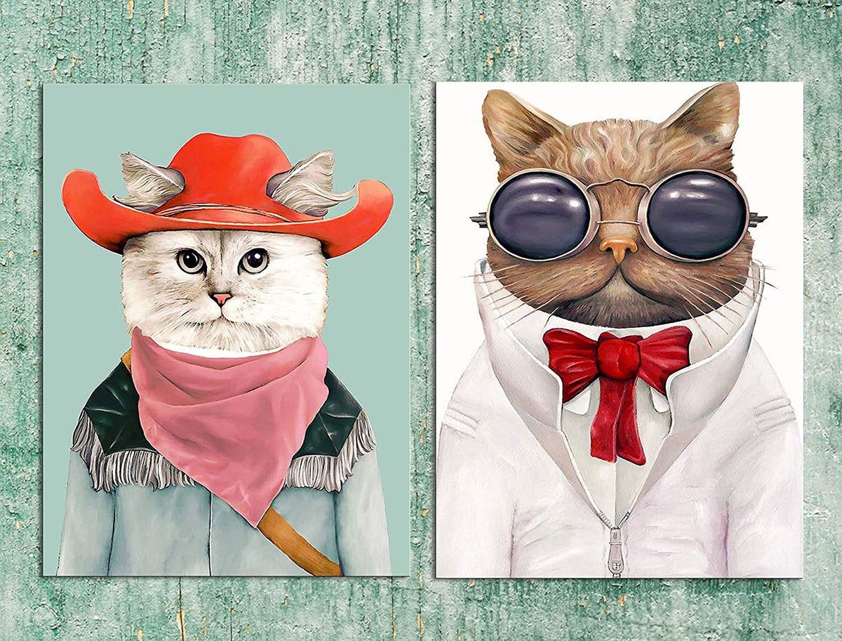 Animal Theme Cat & Dog 2 Poster Set For Kids Room ( Size 12 x 16 ...