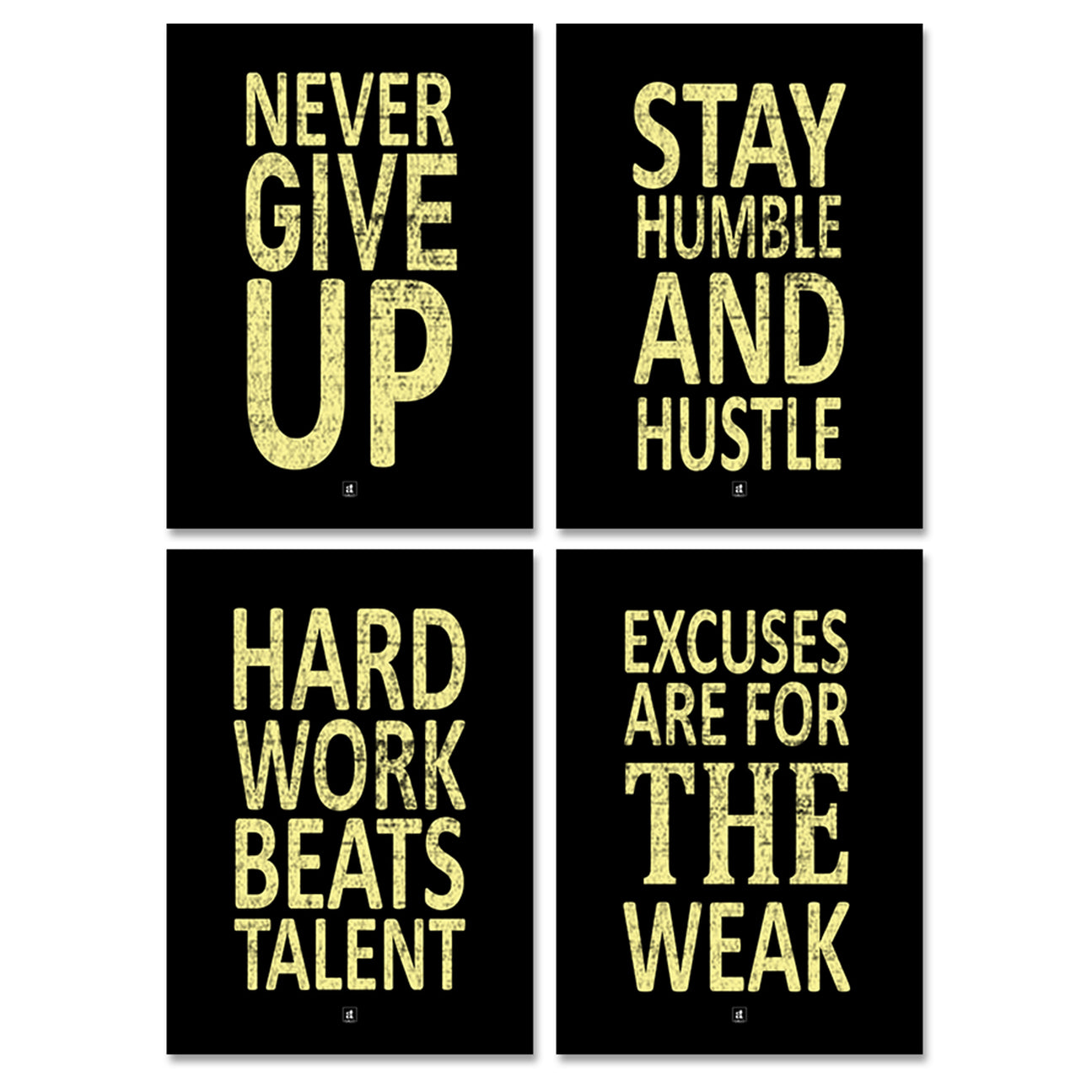 Motivation Framed Posters Set of 4 A3 Size, Never Give Up Quotes Art P ...