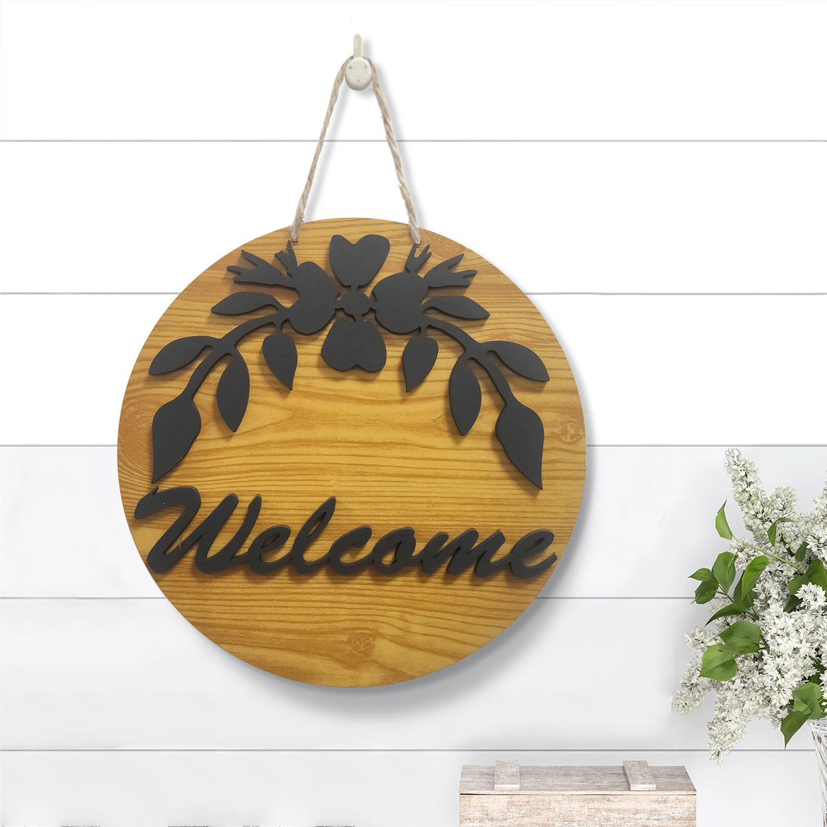 Art Street Welcome MDF Plaque for Home & Wall Decoration (Black) 10"*1 ...