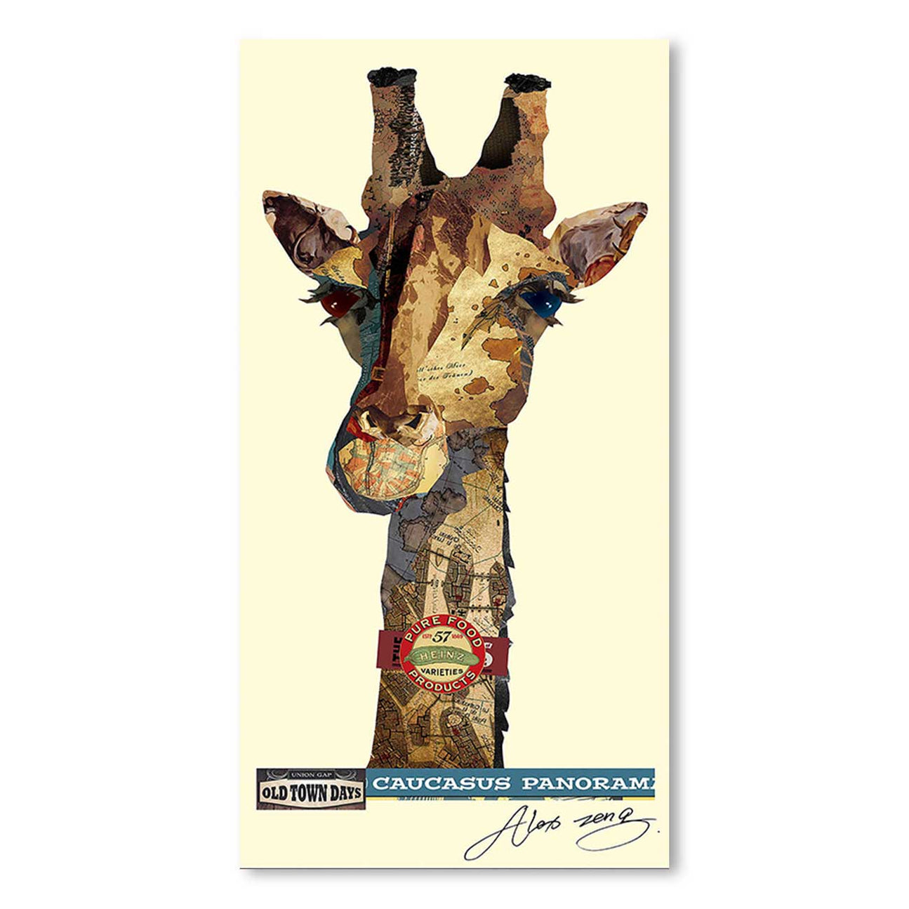 Canvas Painting Picture Cubism Giraffe Dimensional Collage Decorative ...