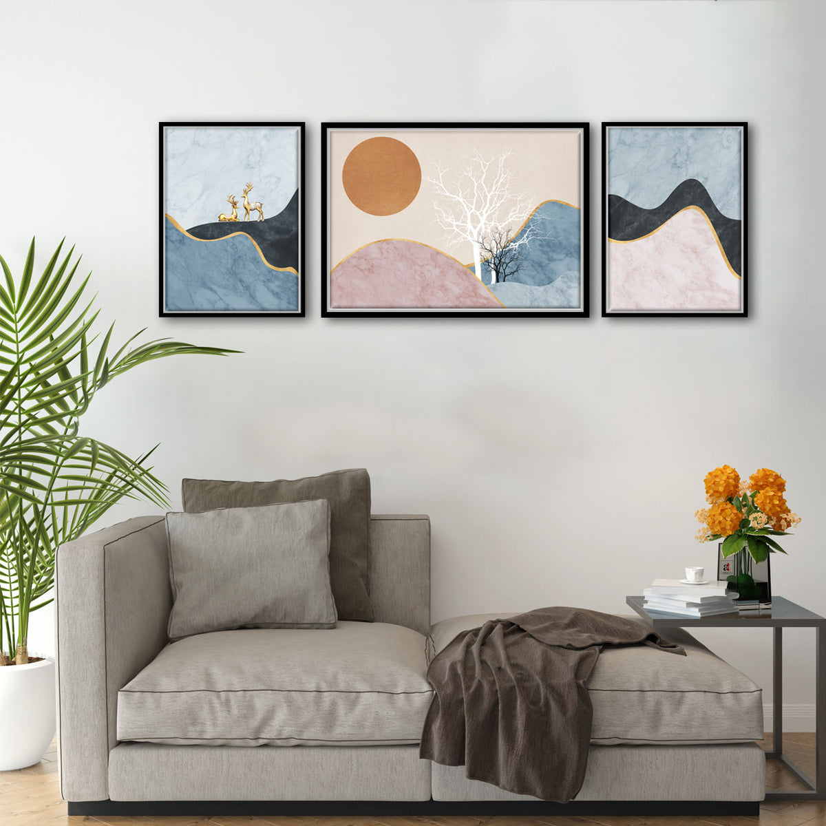 Artsy Semi Abstract Set of 3 Canvas Painting For Home Décor — ART STREET