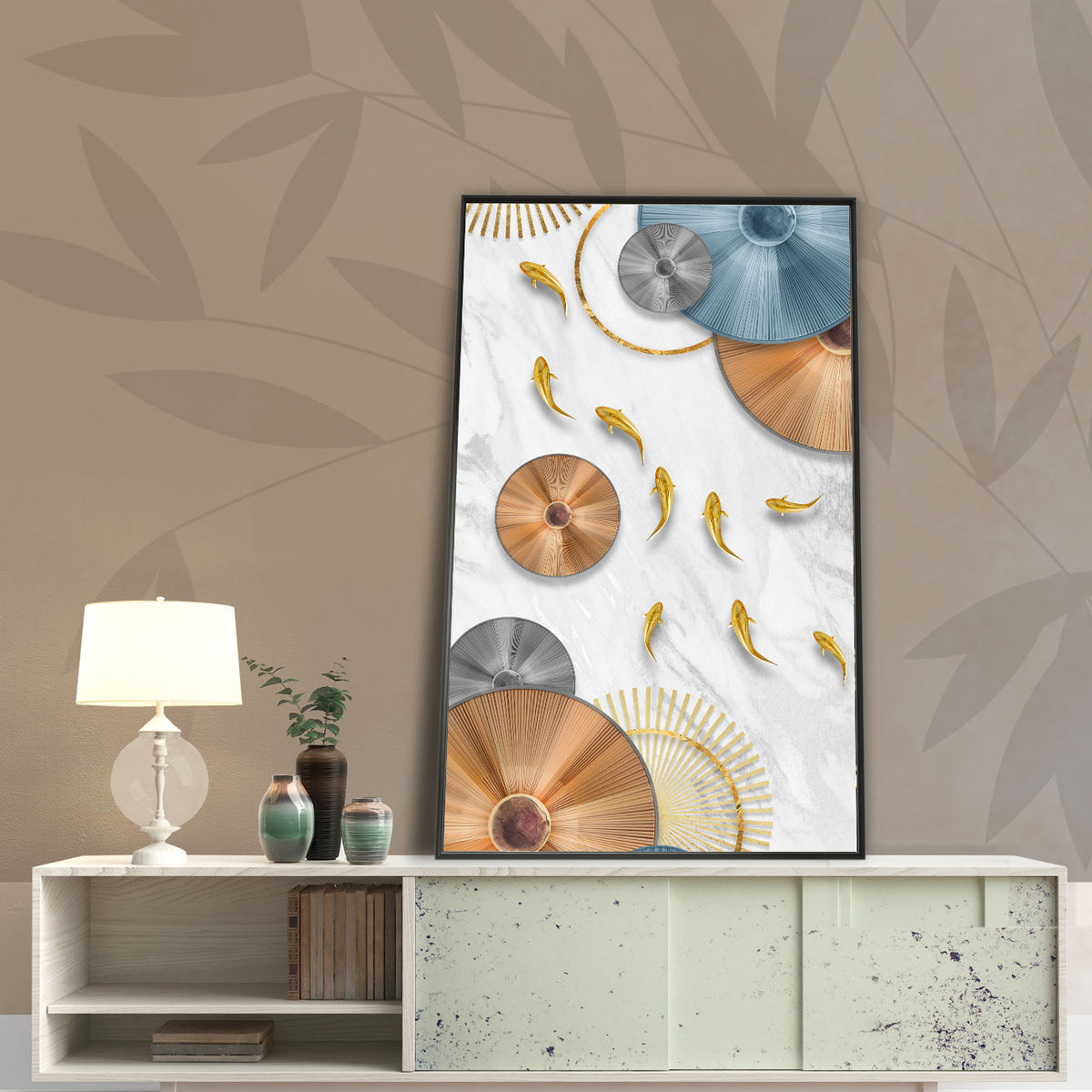 Abaniko Fish Framed Canvas Painting For Home Décor, Dimension 23 x 35 ...