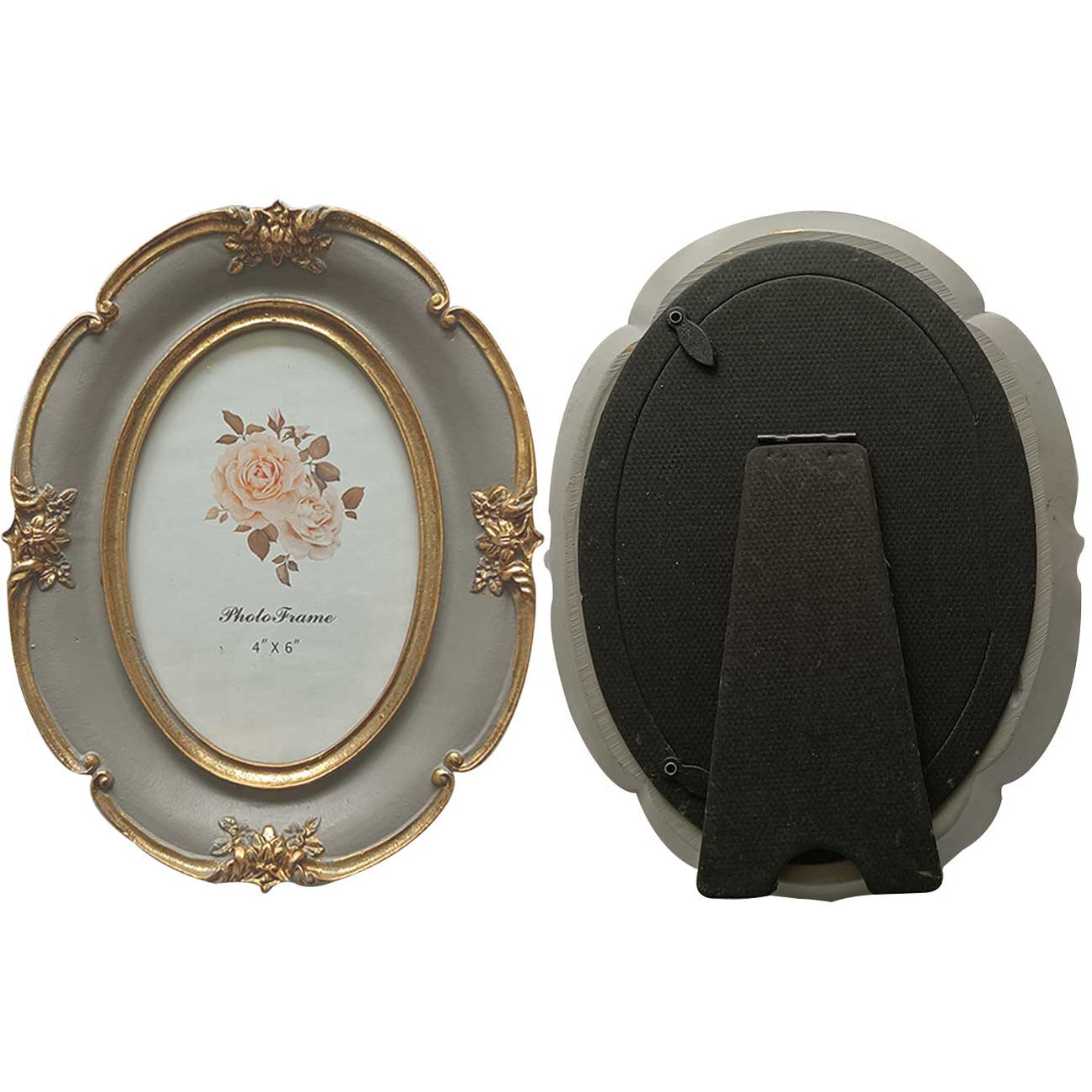 Royal Gray Oval Shape Design Premium Photo Frame For Table Top Decorat ...